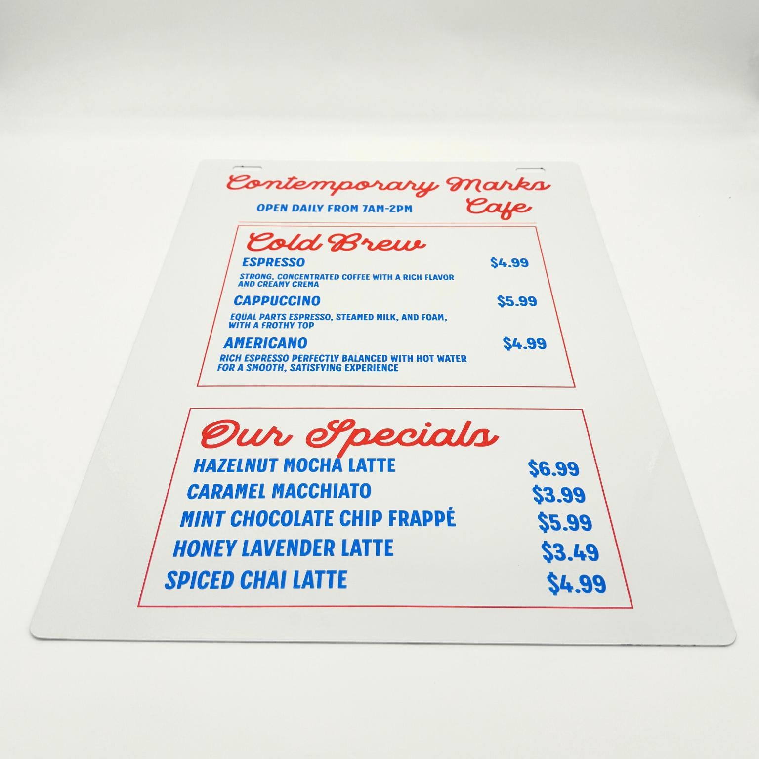 Hanging Cafe Menu Sign, Metal Menu Display, Cafe Bar Sign, Metal Wall ...