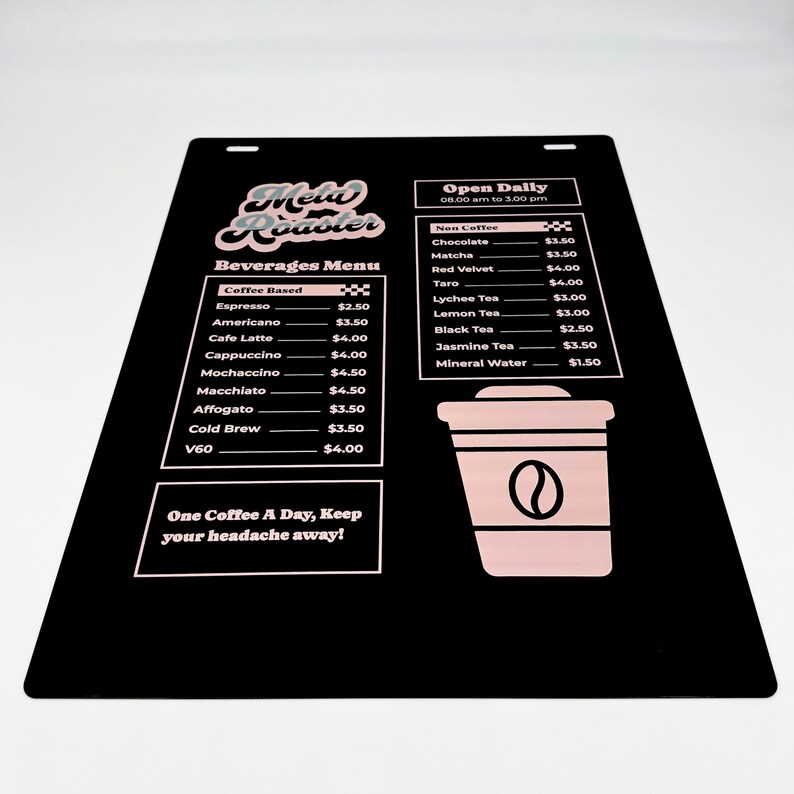 Hanging Cafe Menu Sign, Metal Menu Display, Cafe Bar Sign, Metal Wall ...
