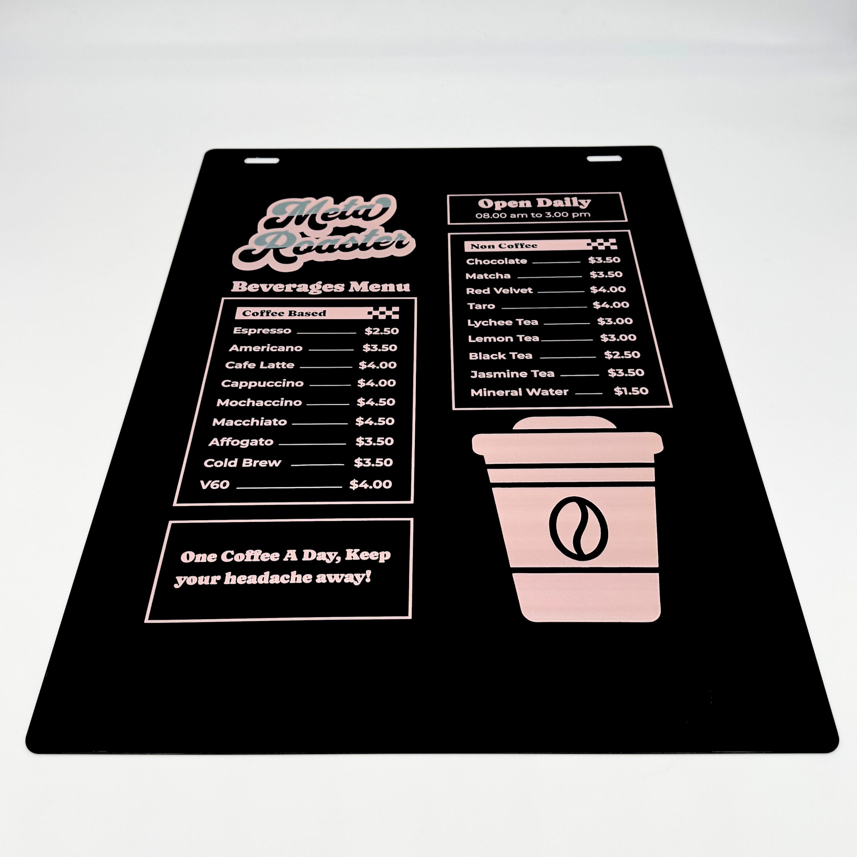 Custom Metal Cafe Menu Sign: Hanging Business Display - Etsy