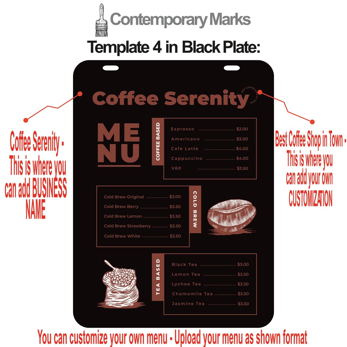 Custom Hanging Metal Menu Sign: Cafe Bar Display - Etsy