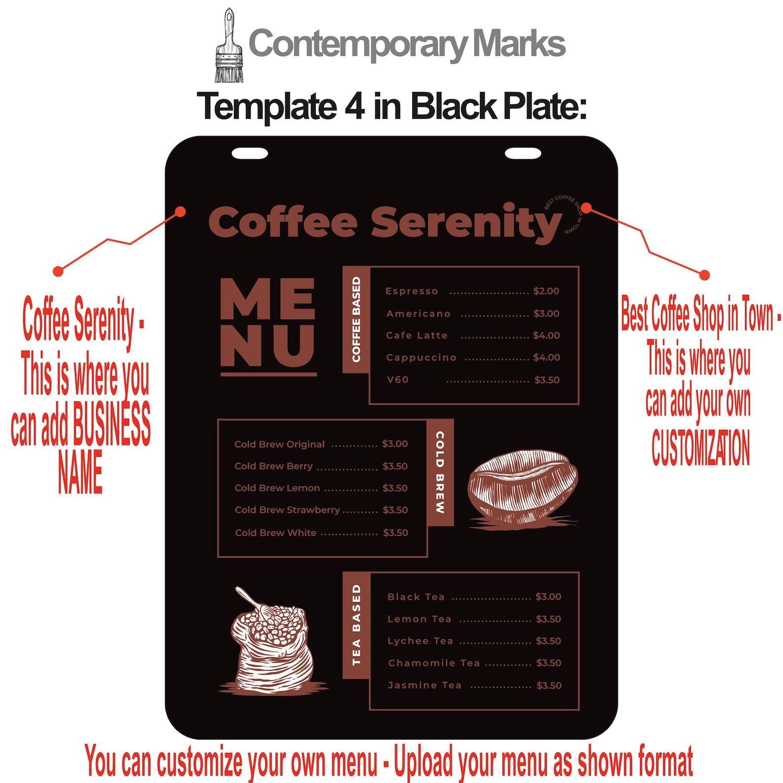 Custom Hanging Metal Menu Sign: Cafe Bar Display - Etsy