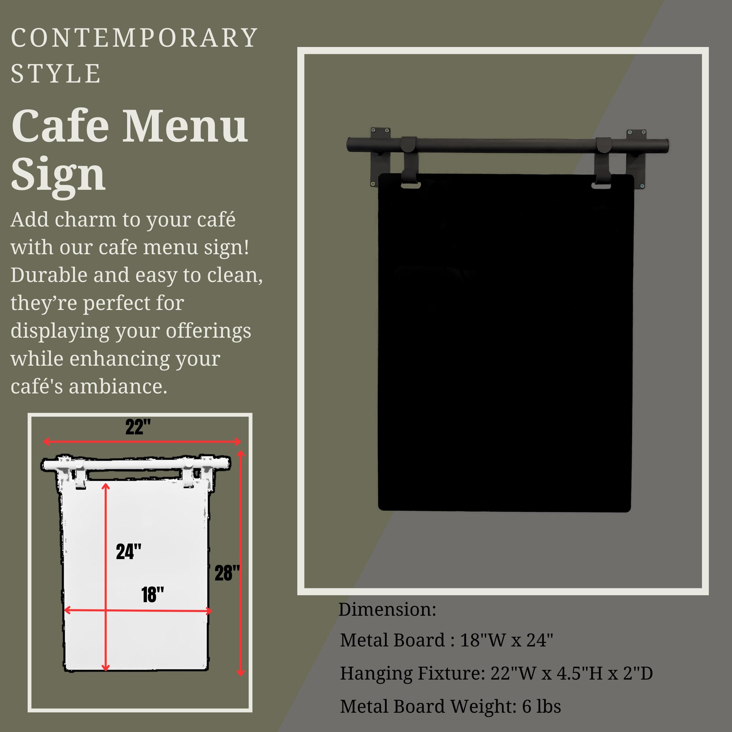 Hanging Menu Sign, Metal Menu Display, Cafe Bar Sign, Metal Wall ...