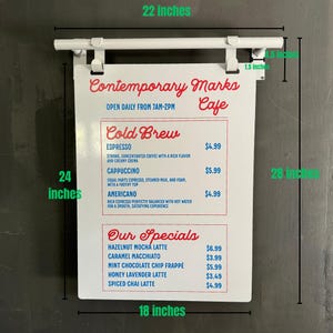 Custom Hanging Metal Menu Sign: Cafe Bar Display - Etsy
