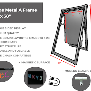 Large Metal Magnetic A Frame Sign, Chalkboard 24x38 Minimalist Metal ...