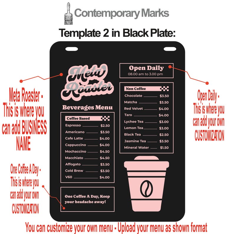 Hanging Cafe Menu Sign, Metal Menu Display, Cafe Bar Sign, Metal Wall ...