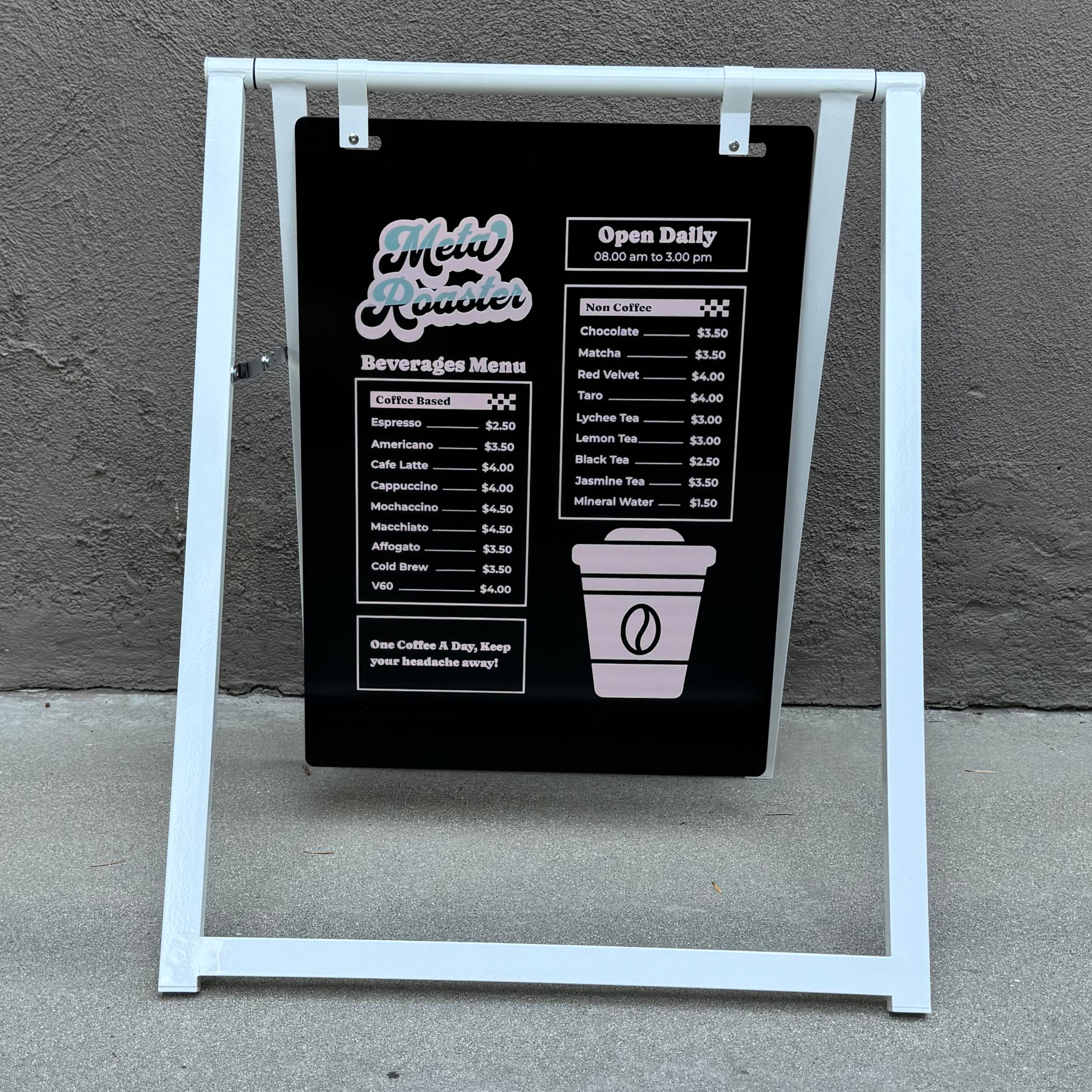 Custom Metal A-frame Sidewalk Sign: Double-sided Printed Logo, Cafe ...