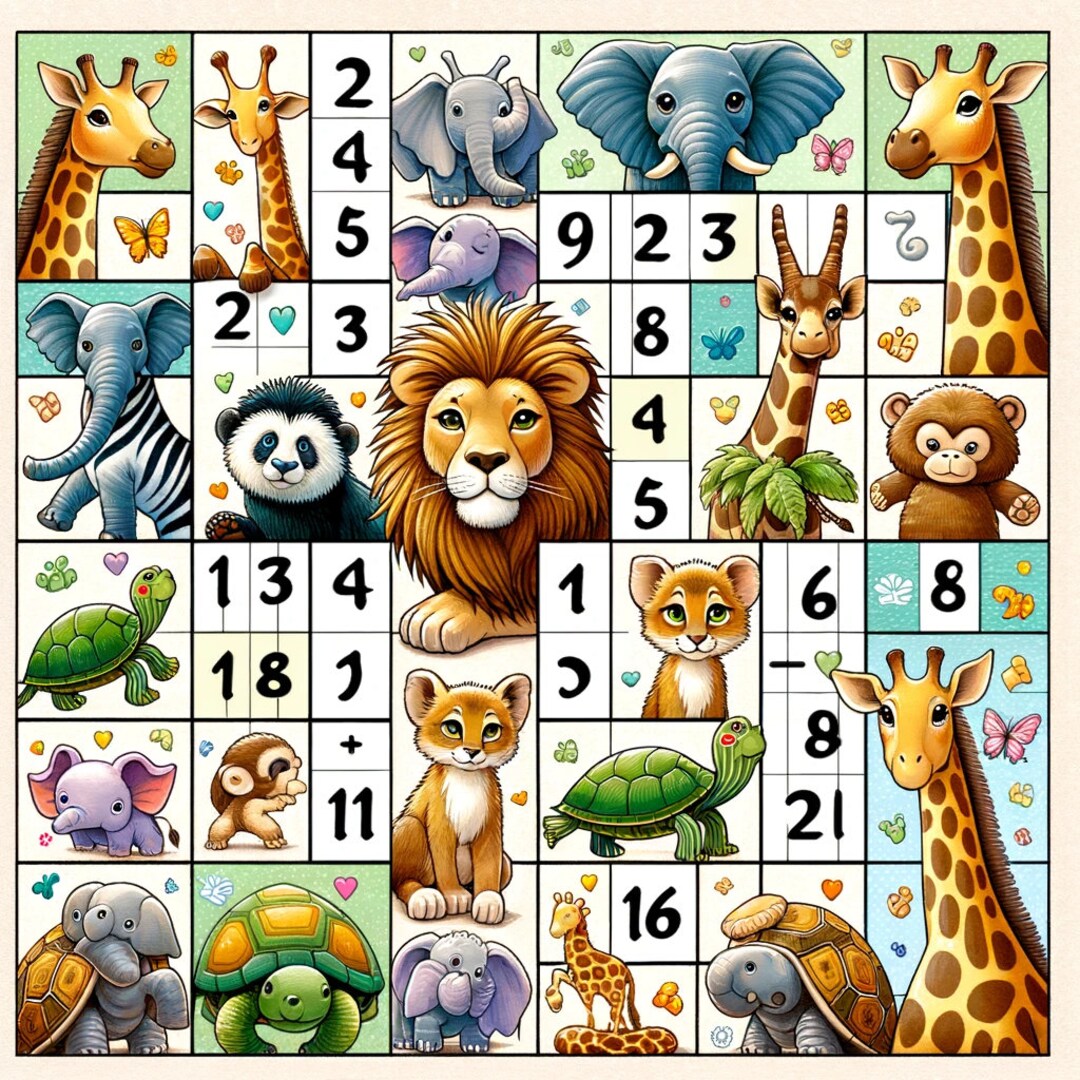 Kids Educational Animal Sudoku Game Fun Learning Activity, Playful Math ...