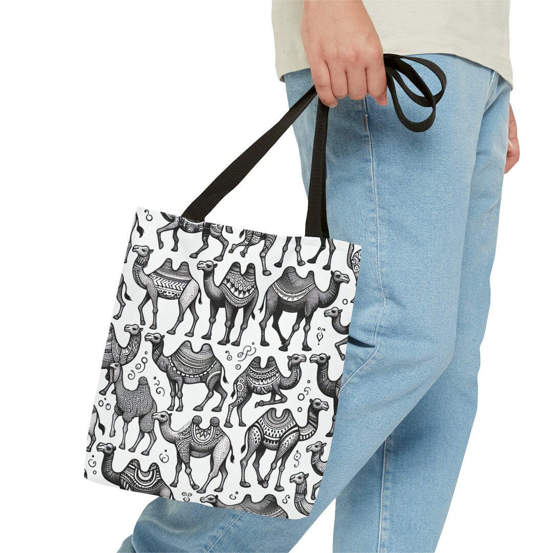 Cool Black and White Ink Camel Tote Bag - Etsy