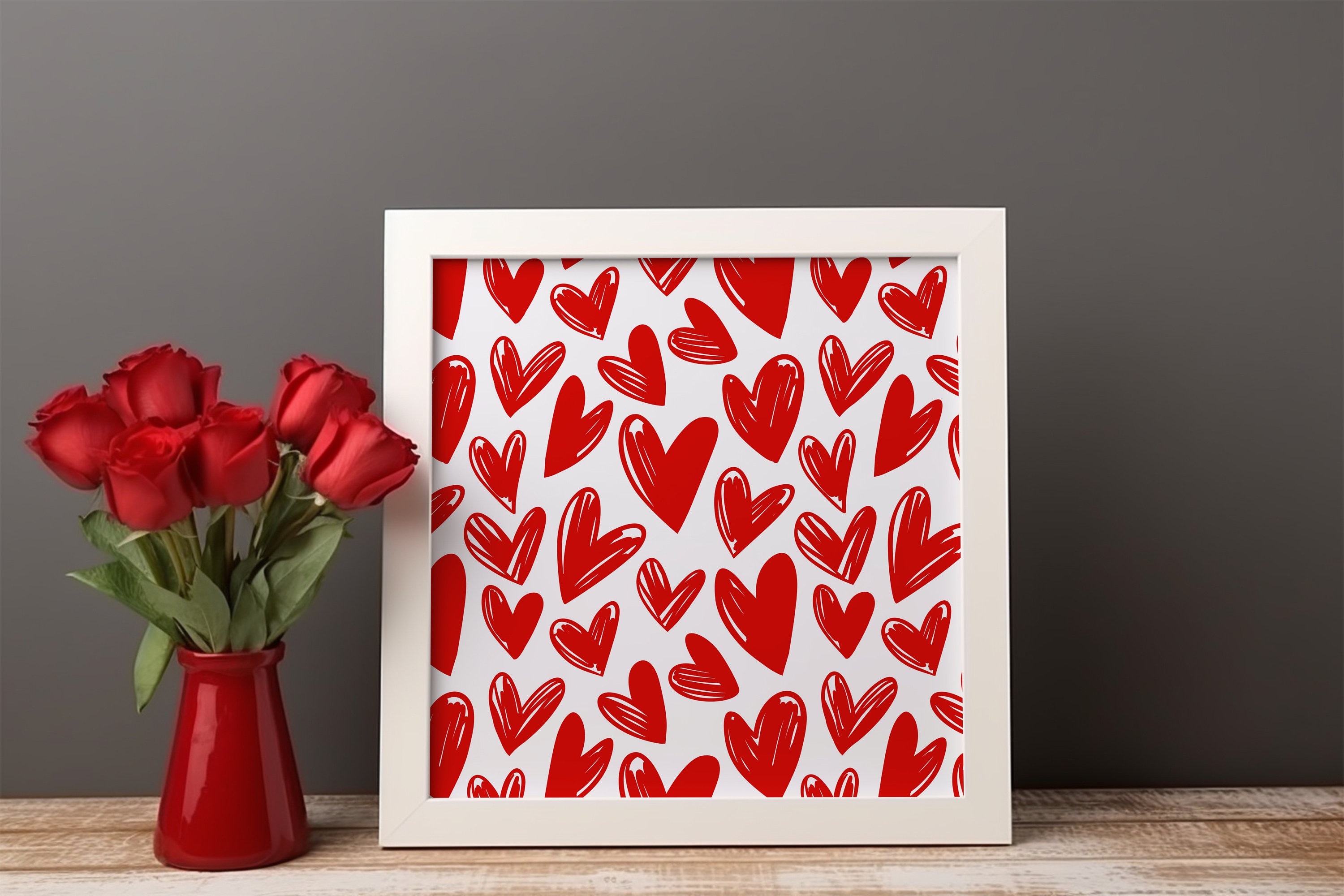 4 Valentine's Day Heart Prints in 7 Sizes, Heart Prints, Heart ...