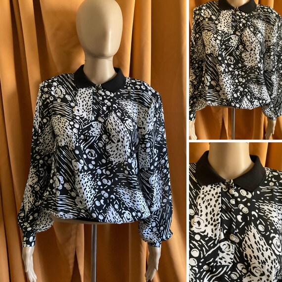 Rhoda Lee animal and floral print 1980s pullover blou… - Gem