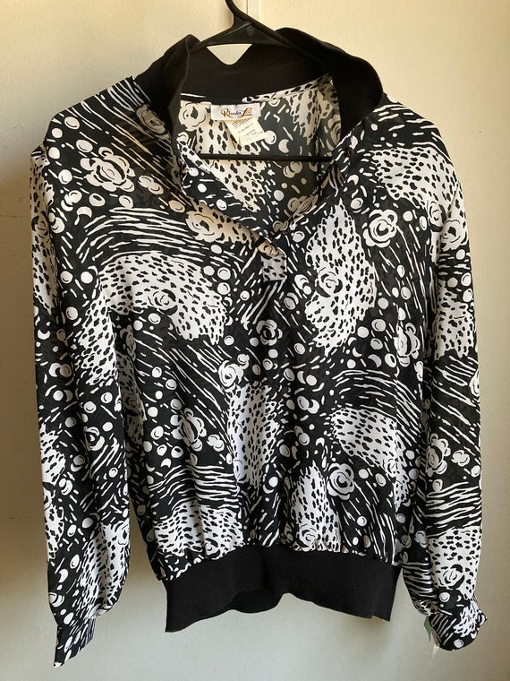 Rhoda Lee animal and floral print 1980s pullover blou… - Gem