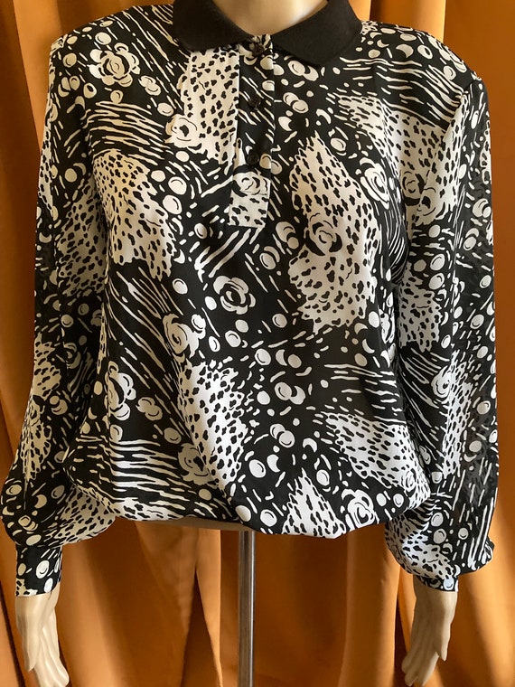 Rhoda Lee animal and floral print 1980s pullover blou… - Gem