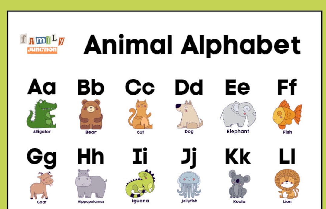 Family Junction ABC Animals A4 Poster - Etsy