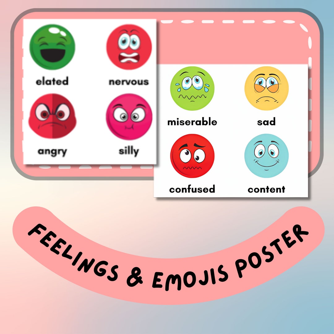 Feelings and Emotions Emoji Poster - Etsy