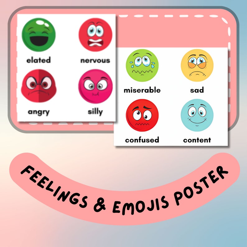 Feelings and Emotions Emoji Poster - Etsy