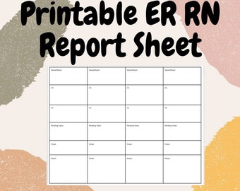 ER Nurse Report Sheet, Nurse Brain Sheet, Emergency Room, Emergency ...