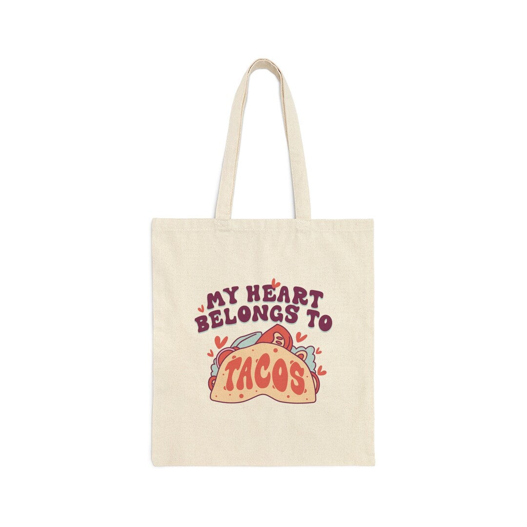 Cotton Canvas Tote Bag, Taco Lover, Cute, Fast Food, Tacos, Gift - Etsy