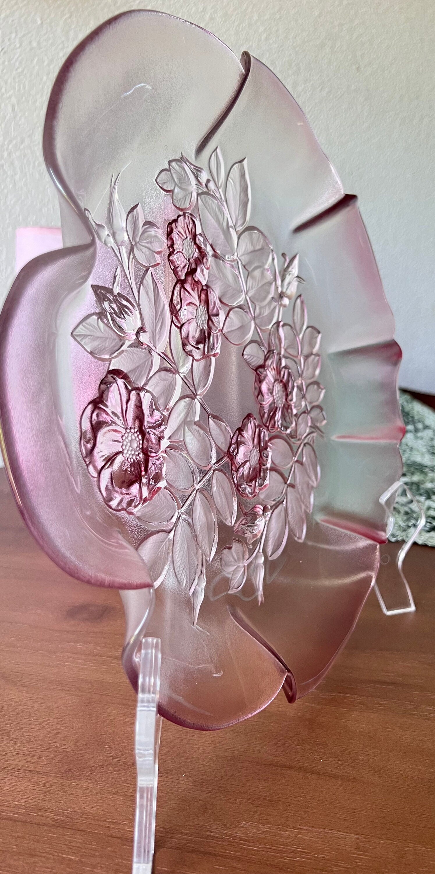 Vintage Pink Rosella Ruffled Edge Crystal Rose Serving Tray Platter ...