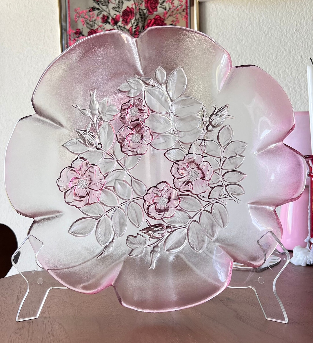 Vintage Pink Rosella Ruffled Edge Crystal Rose Serving Tray Platter ... Vintage Pink Rosella Ruffled Edge Crystal Rose Serving Tray Platter ...