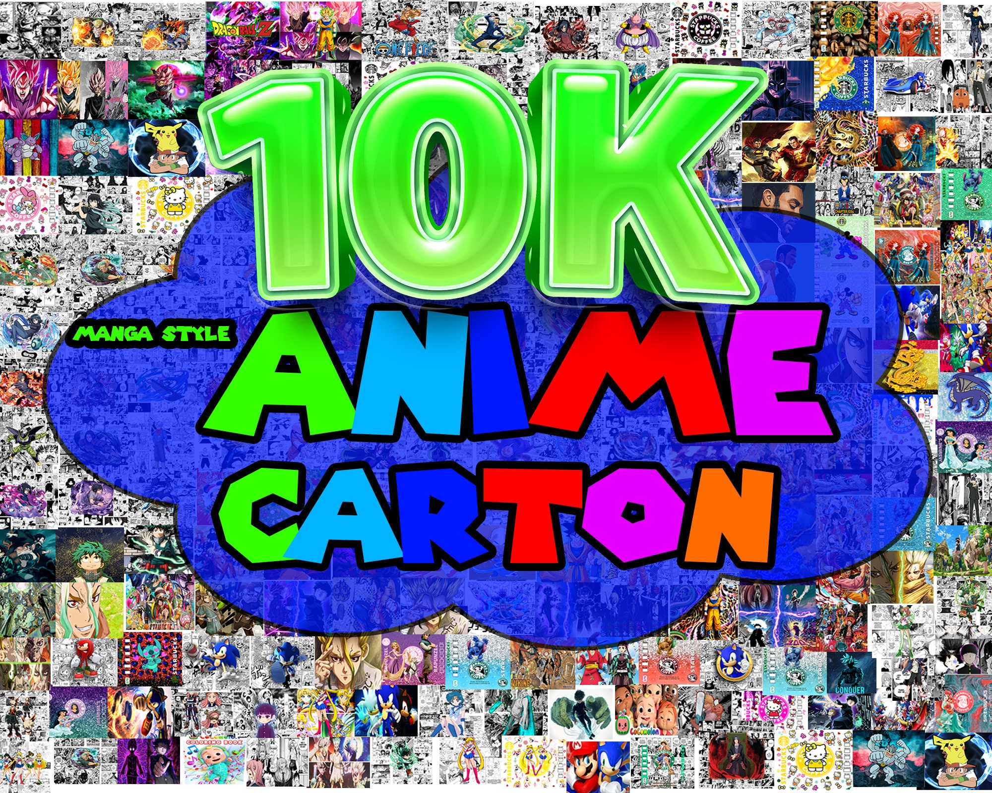 10,000 Cartoon Character Bundle 20oz Sublimation Skinny Tumbler All ...