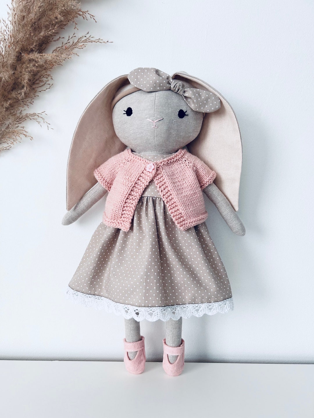 Handmade Linen Bunny Heirloom Doll Stuffed Animal Doll Nursery Decor ...