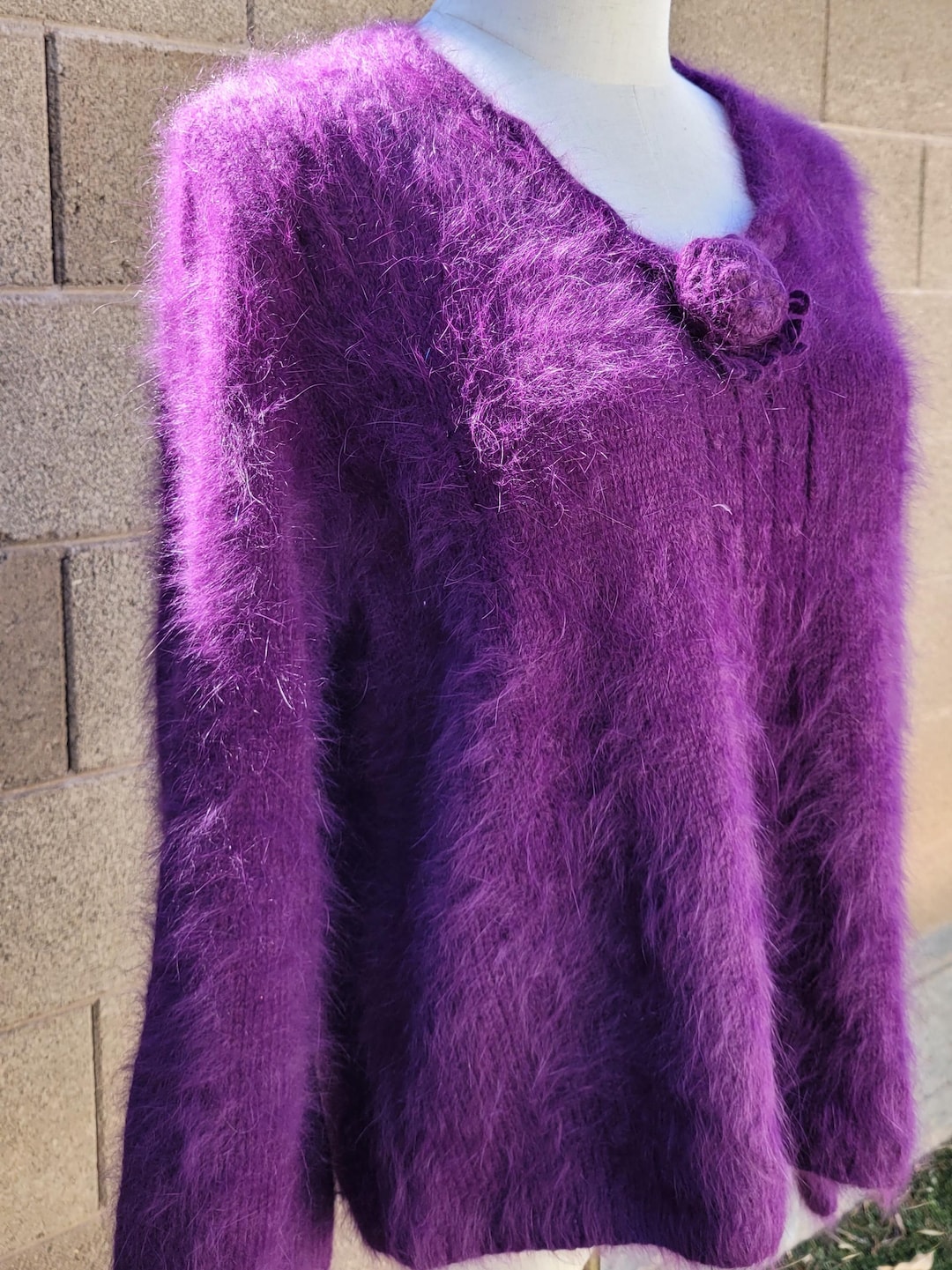 Gorgeous!vintage 80s 90s Sweaters Fuzzy Purple Angora,cozy Rabbit Hair ...