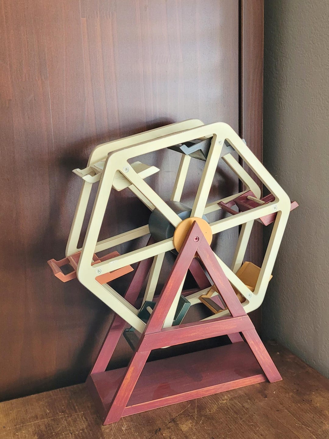 Vintage 1970s Wooden Ferris Wheel Decoration Toy Train Display ...