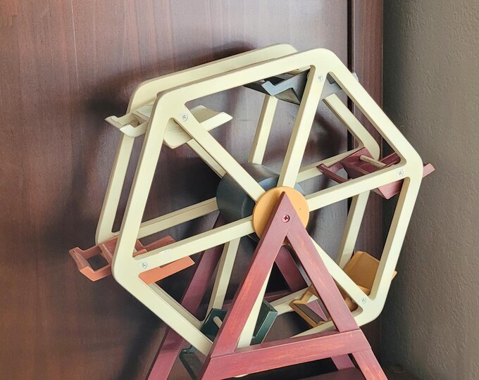 Vintage 1970s Wooden Ferris Wheel Decoration Toy Train Display ...