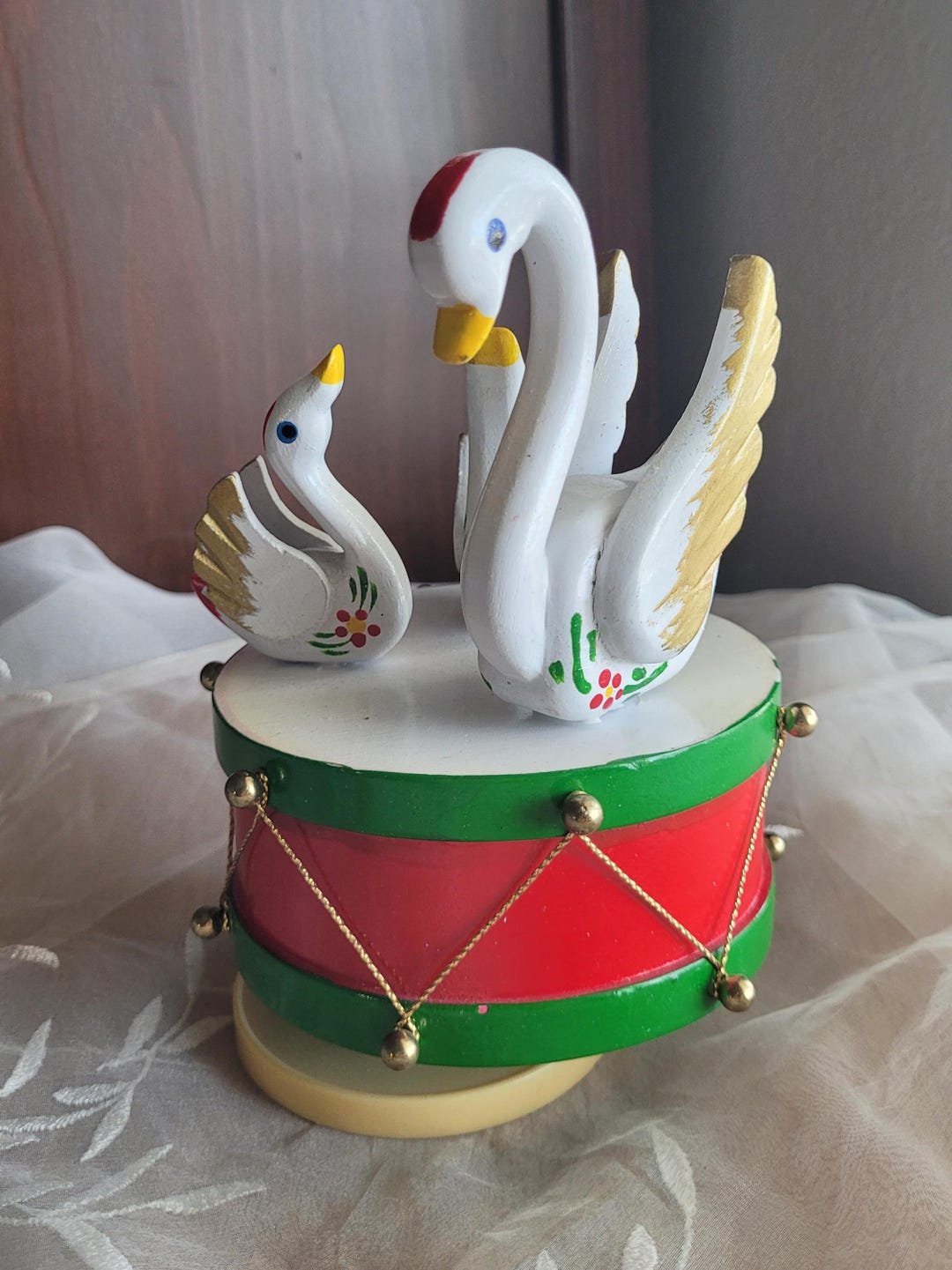 Christmas Wooden Swan Music Box, Musical Box Swan Toy Decoration, Hand ...