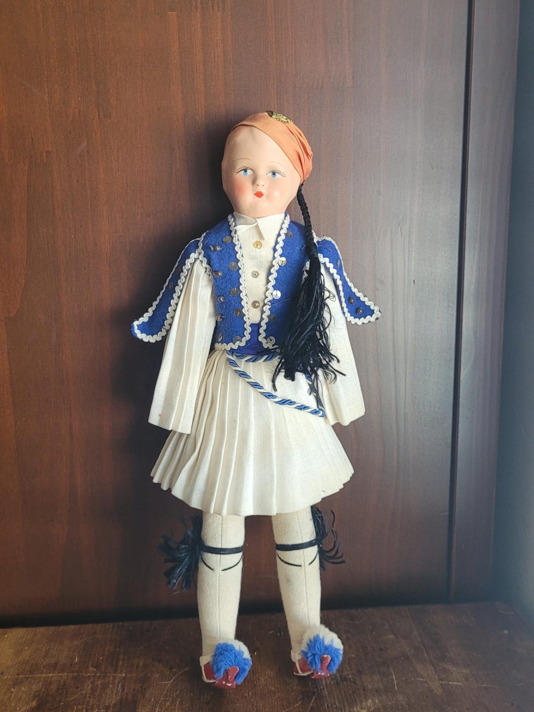 Antique 16” Greek Evzone Doll–vintage Eastern European Grecian Soldier ...