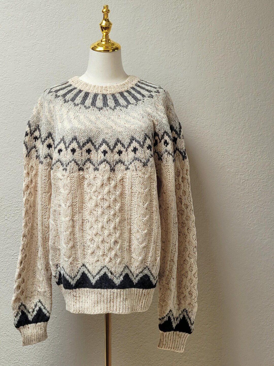 Vintage 60s 70s 80s Sweater 100% Wool,fancy Knit Sweater, Fair Isle ...