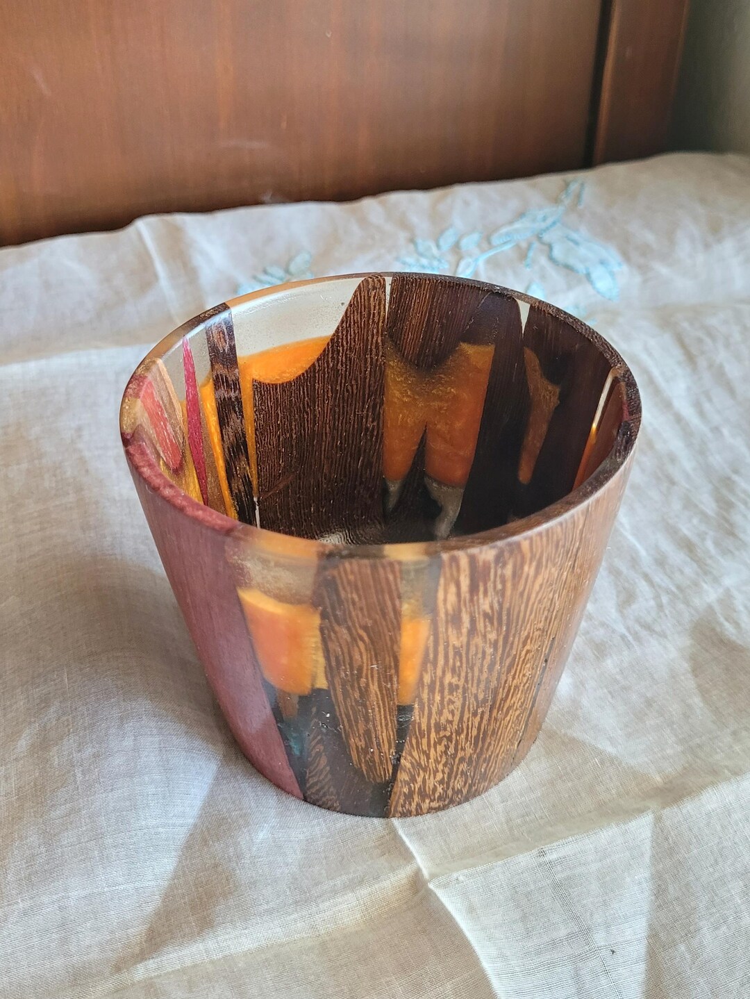 One of a Kind Handcrafted Mixed Wood & Resin Cup — Exotic Wood Inlay ...