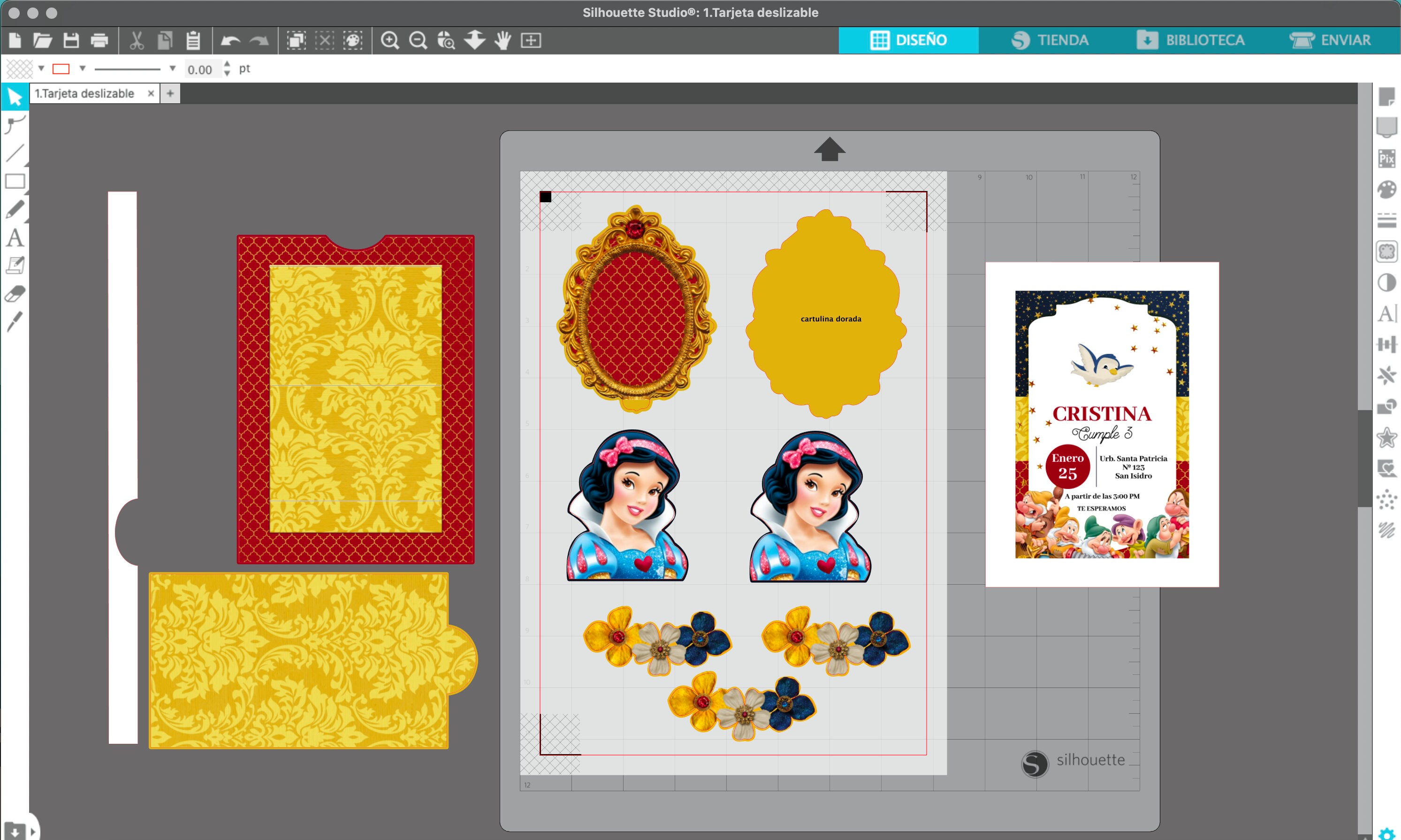 Slide-in Invitation, Slide-in Invitation Template, Silhouette Studio ...