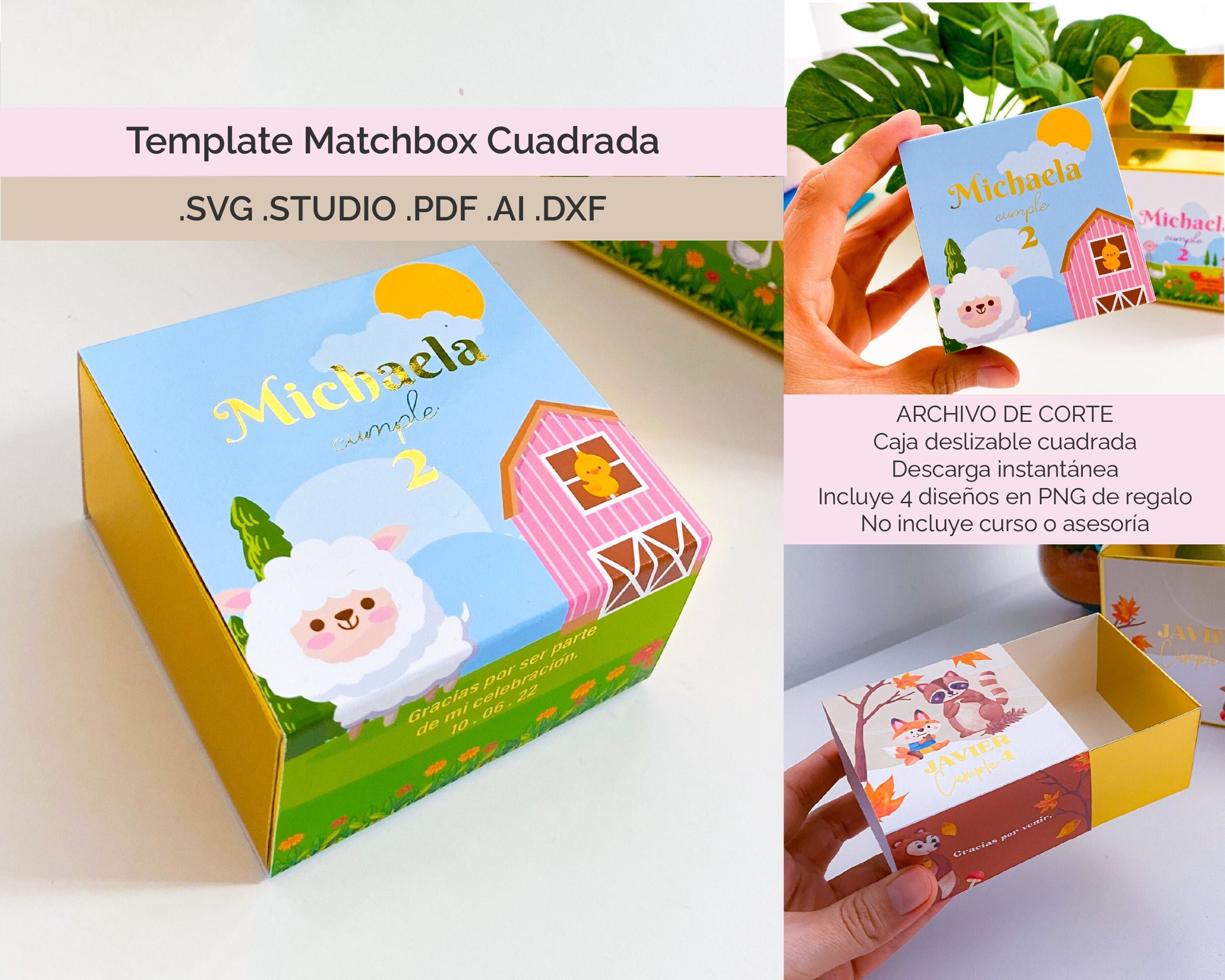 MATCHBOX Template Square Slider Box Cut File,template Favor Box ...