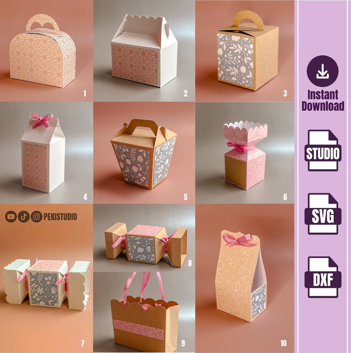 BASIC BOXES PACK, Basic Box Pack Papercraft, Template Milkbox Sushi Box ...