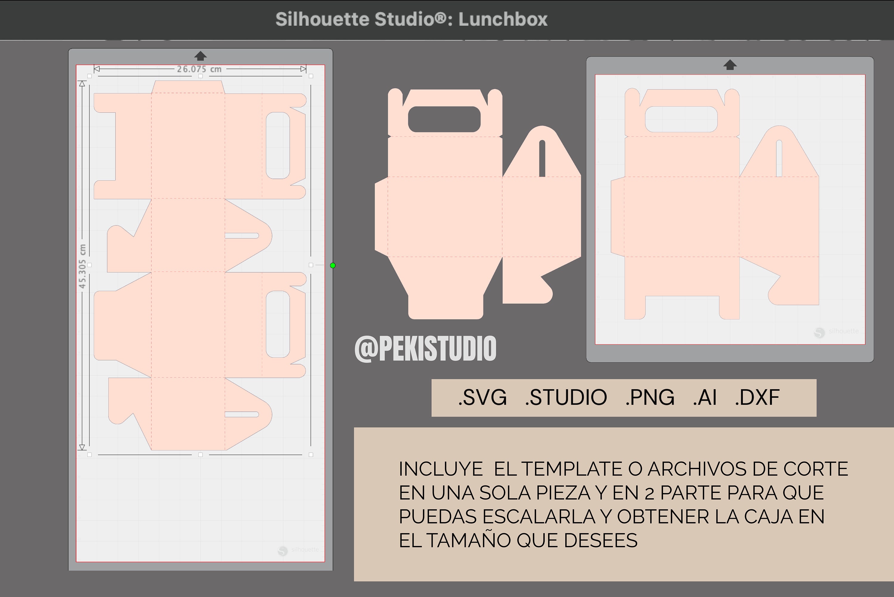 MOLDE de CAJA LUNCHBOX | Archivo de Corte Lunchbox, Template Favor Box ...