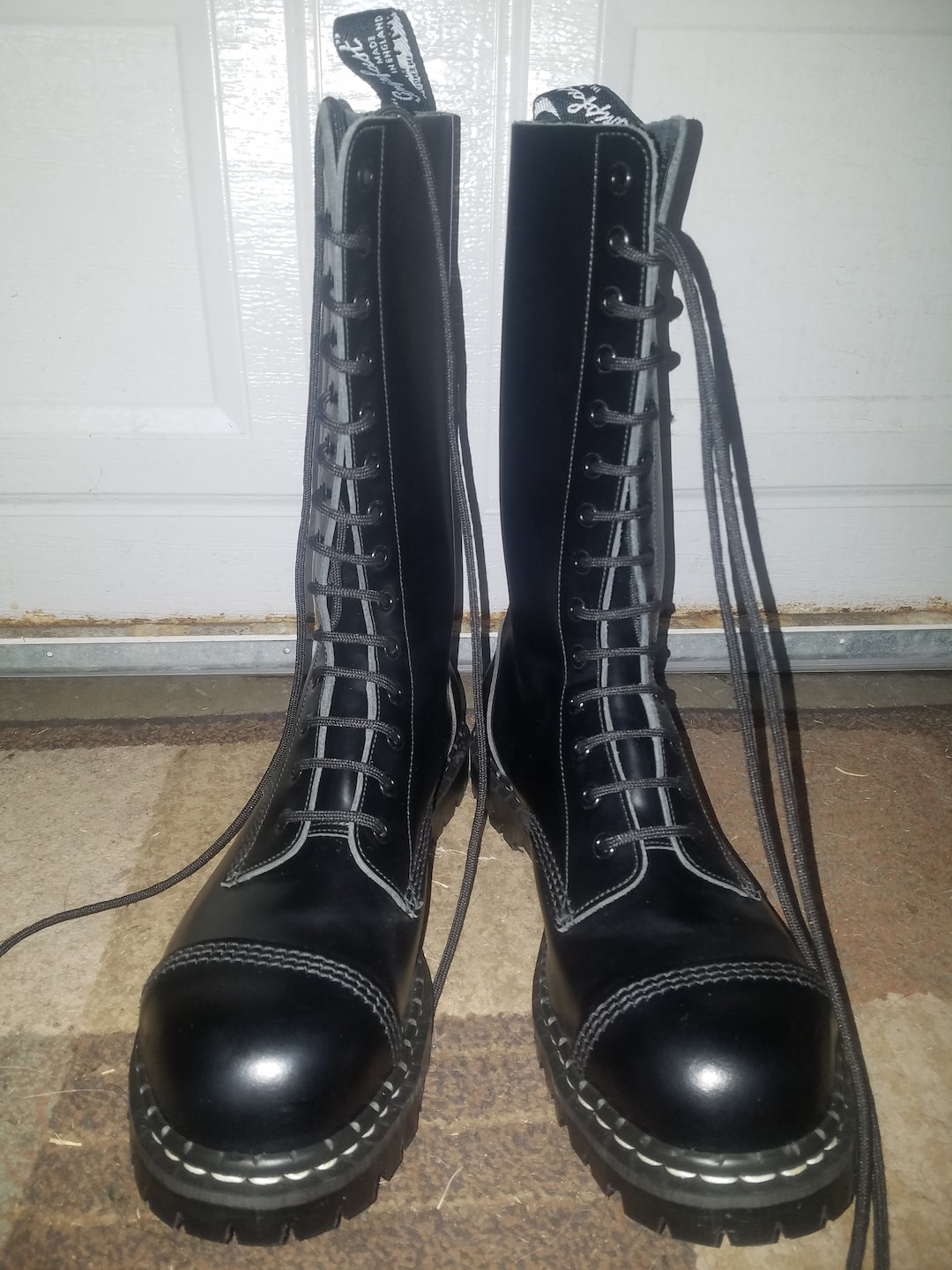 Gripfast Black Hi-shine 14 Eye Steel Toe Capped Derby Boot Size US 10 ...