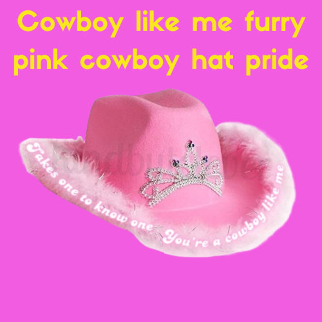 Cowboy Like Me Furry Pink Cowboy Hat TS Pride Sticker or Pin - Etsy