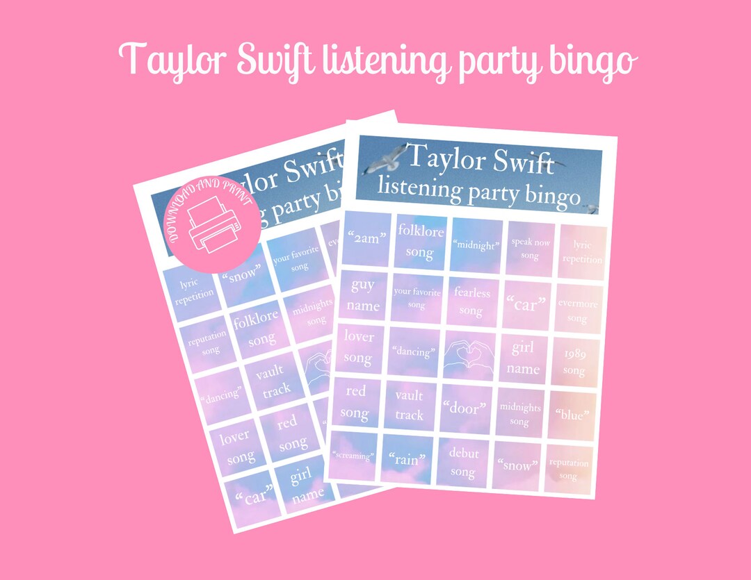 Taylor Swift Listening Party Bingo Card - Etsy