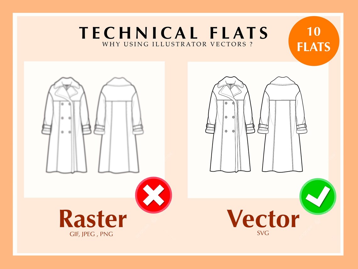 Trench Coat Vector Mockup Pack | Techpack Templates | Clothing Brand ...