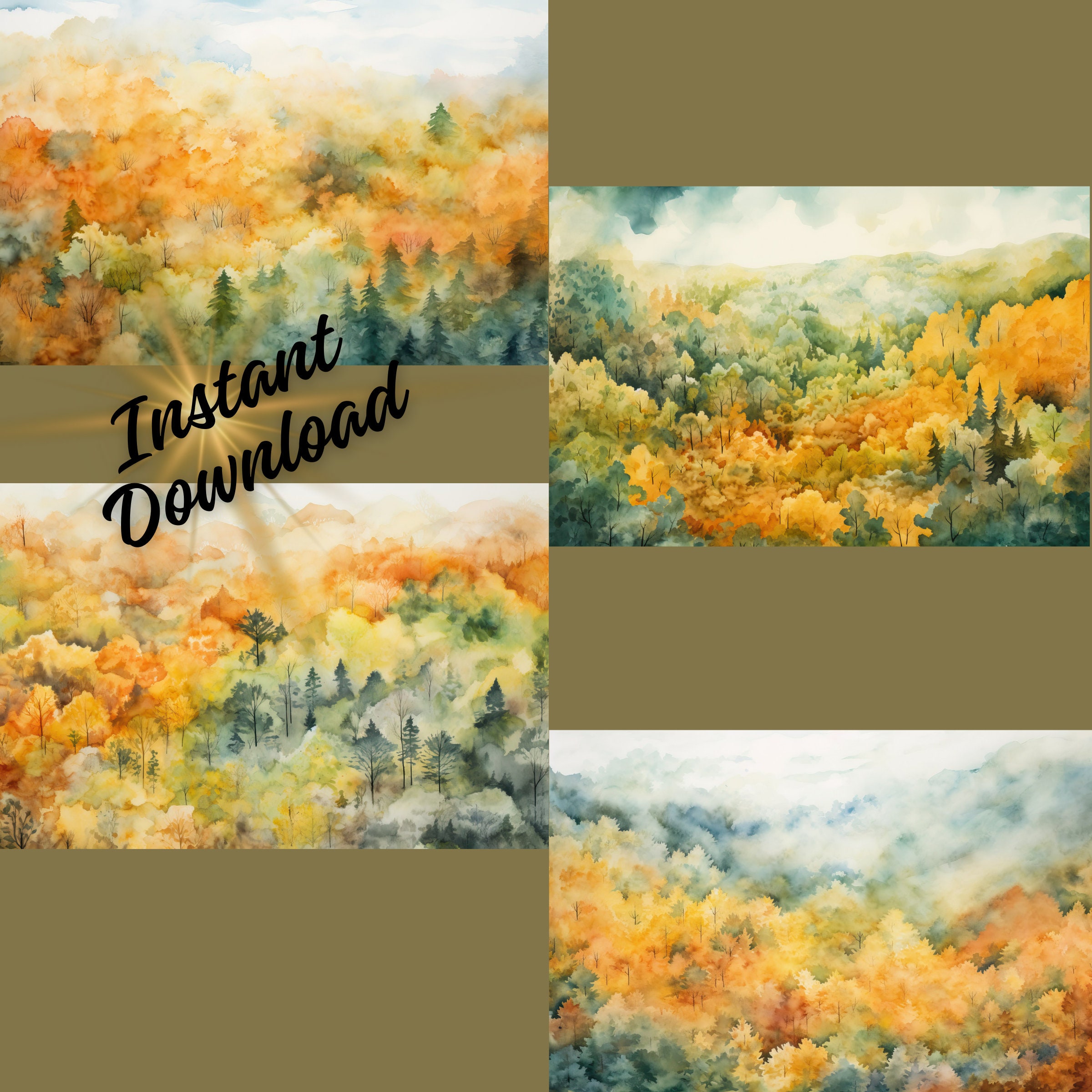 Autumn Forest Backgrounds, Digital Art. for Prints, Journals ...