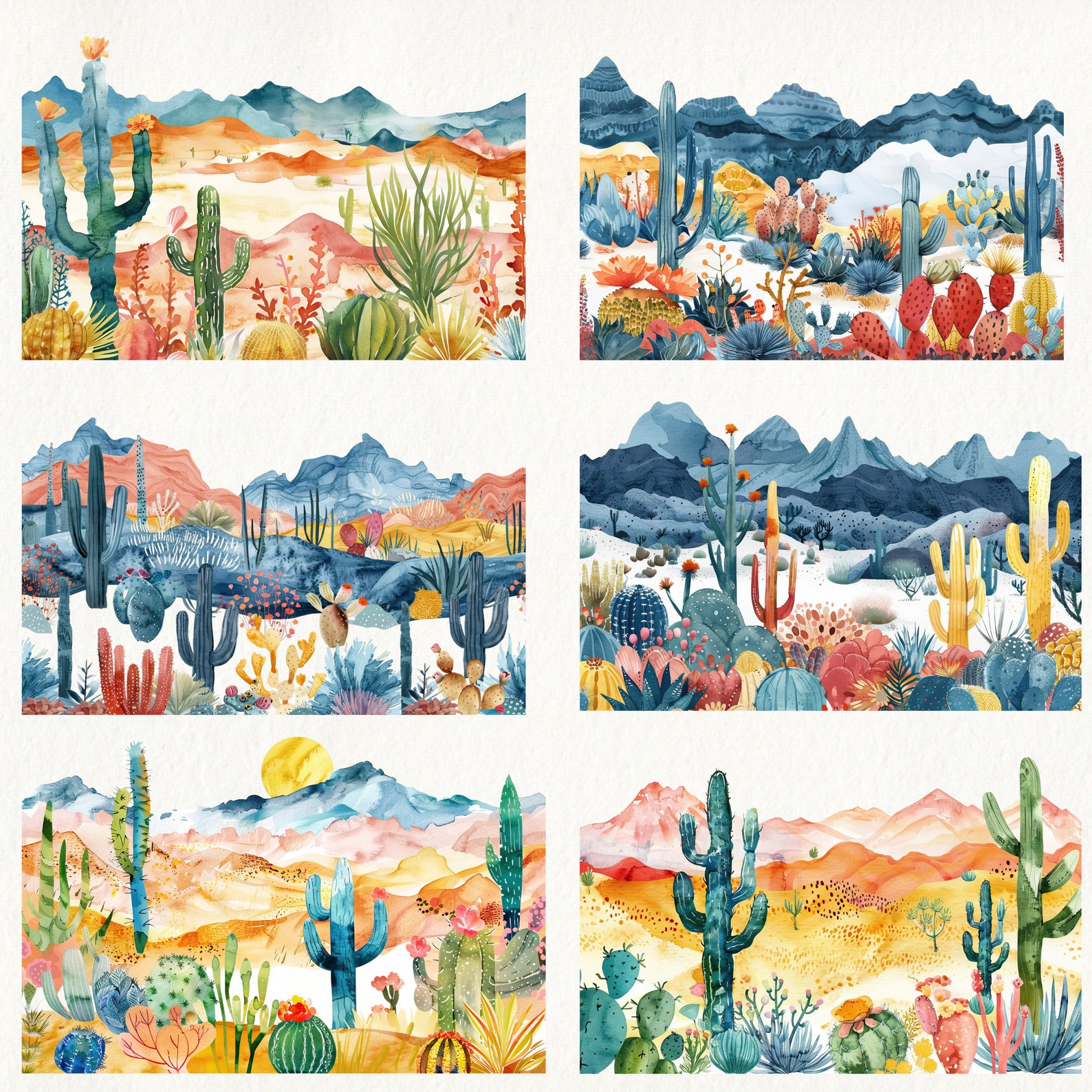 Boho Desert Clipart. Desert Scenes, Transparent Backgrounds, Borders ...