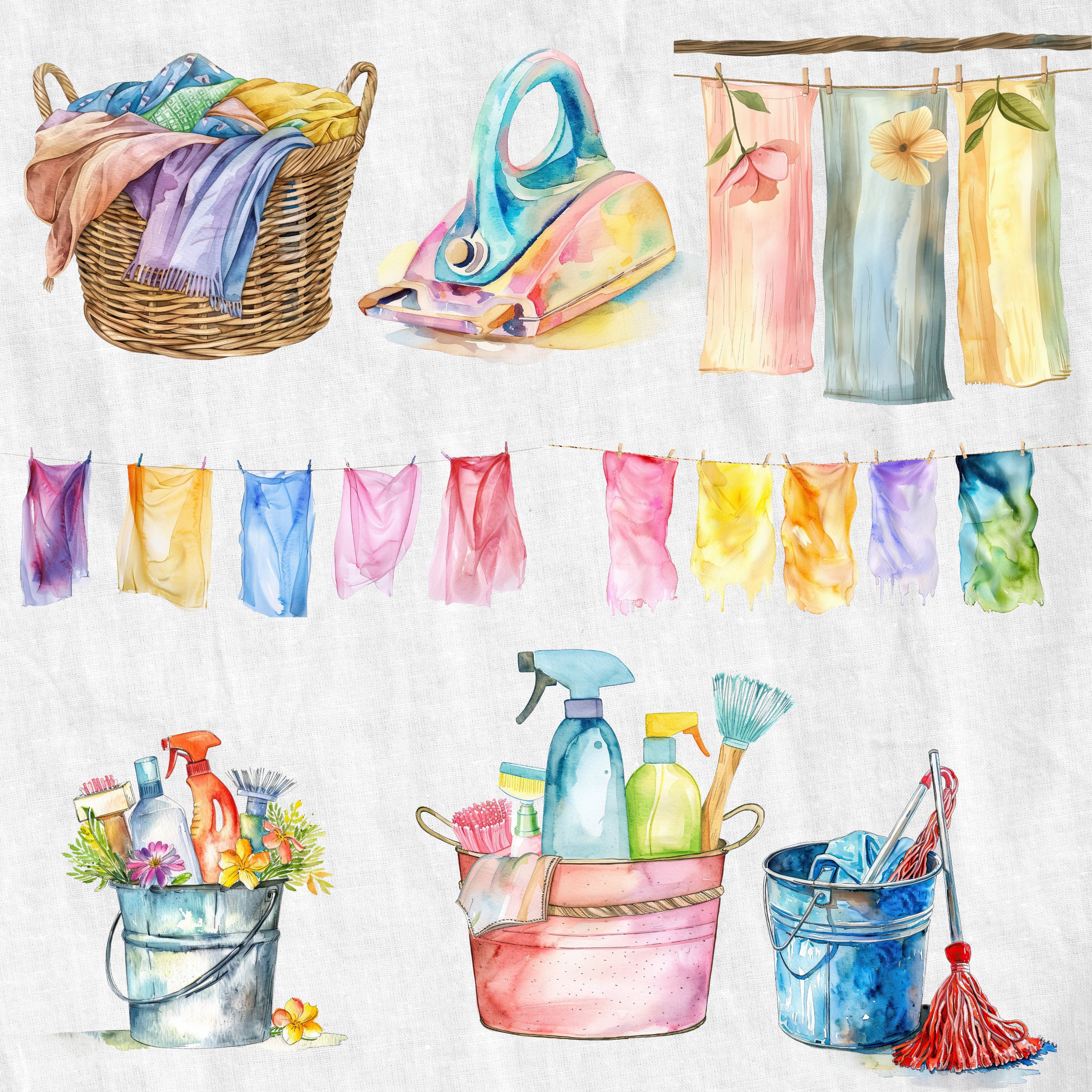 Spring Cleaning Clipart, Mops, Laundry, Dusting. Fun Cleaning Clipart ...