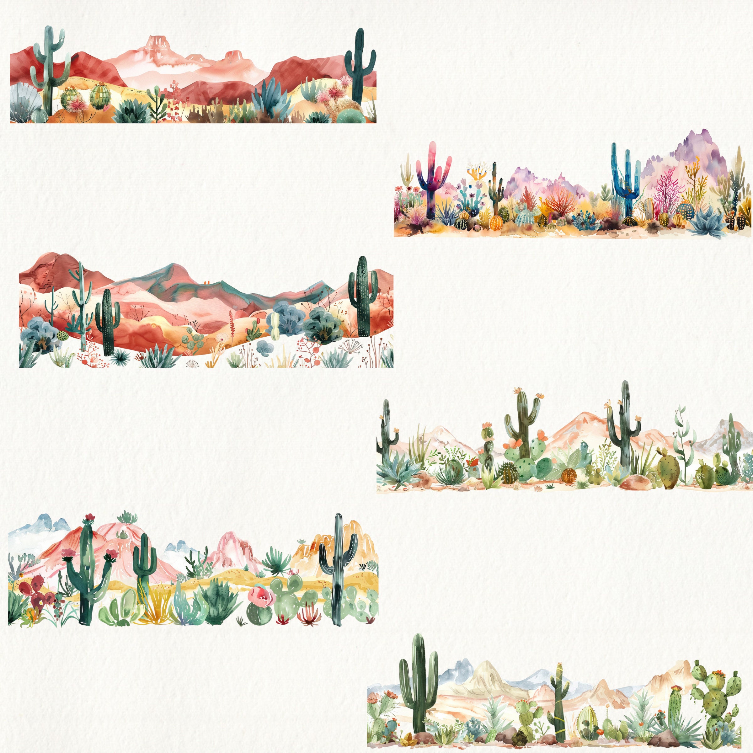 Boho Desert Clipart. Desert Scenes, Transparent Backgrounds, Borders ...