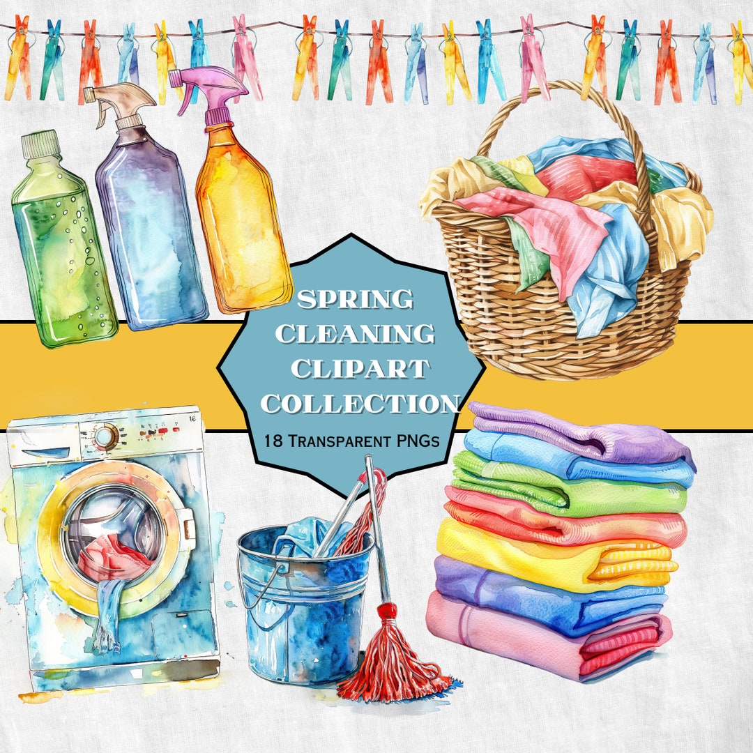 Spring Cleaning Clipart, Mops, Laundry, Dusting. Fun Cleaning Clipart ...