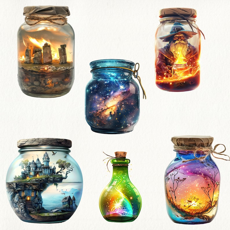 Magical Jars Clipart. 19 Images, 300 DPI, Pngs, Instant Download and ...