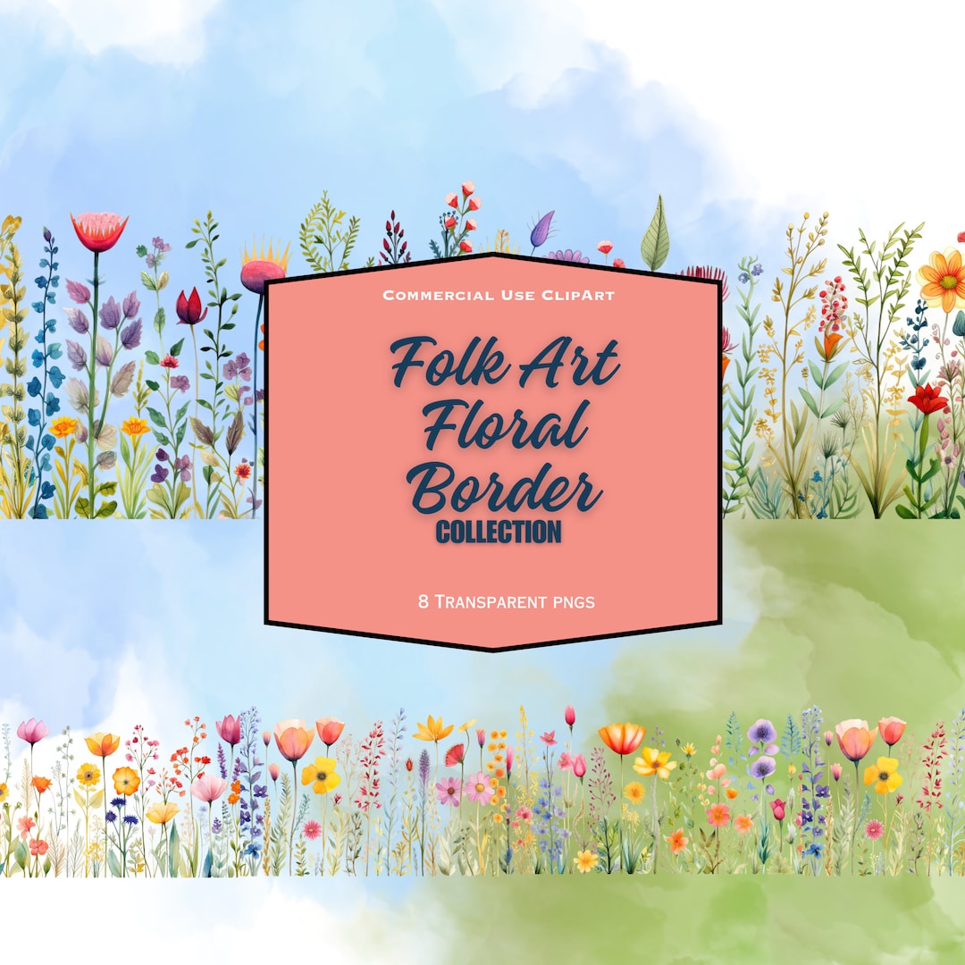 Floral Folk Art Borders! Great for Any Digital Application, Journals ...