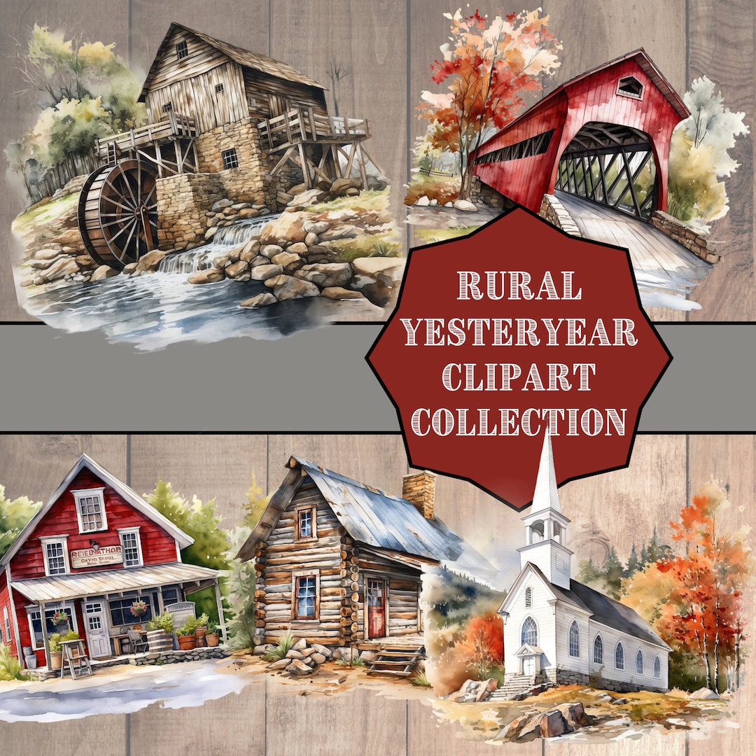 Vintage Yesteryear Scenes, Rural America, Clipart, Stickers, Journals ...