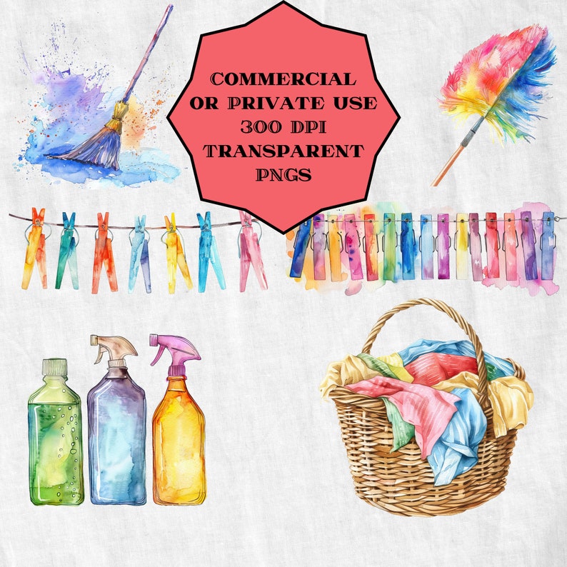 Spring Cleaning Clipart, Mops, Laundry, Dusting. Fun Cleaning Clipart ...