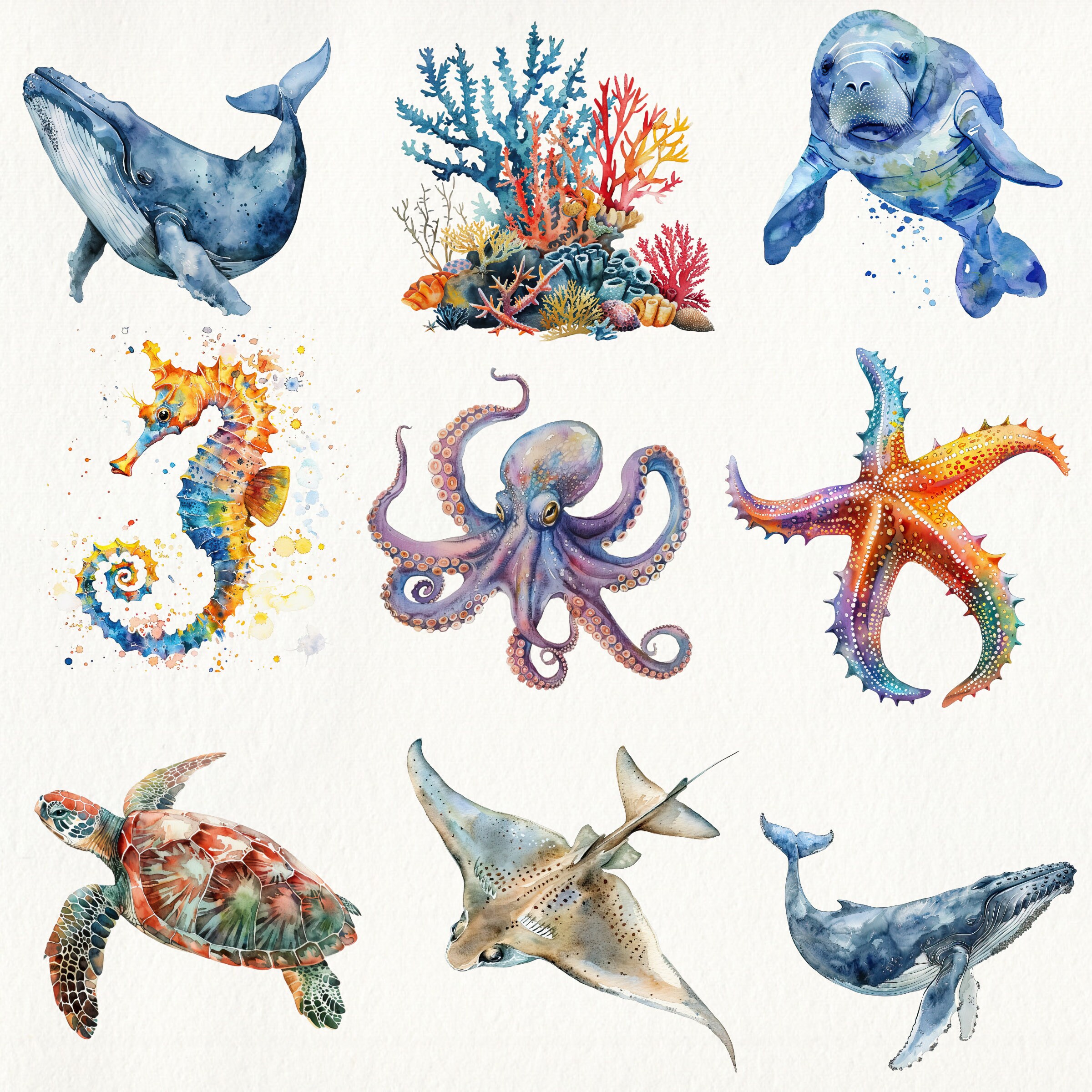 Sea Life Clipart! Whales, Sharks, Orcas, Dolphins and More. 300 DPI ...